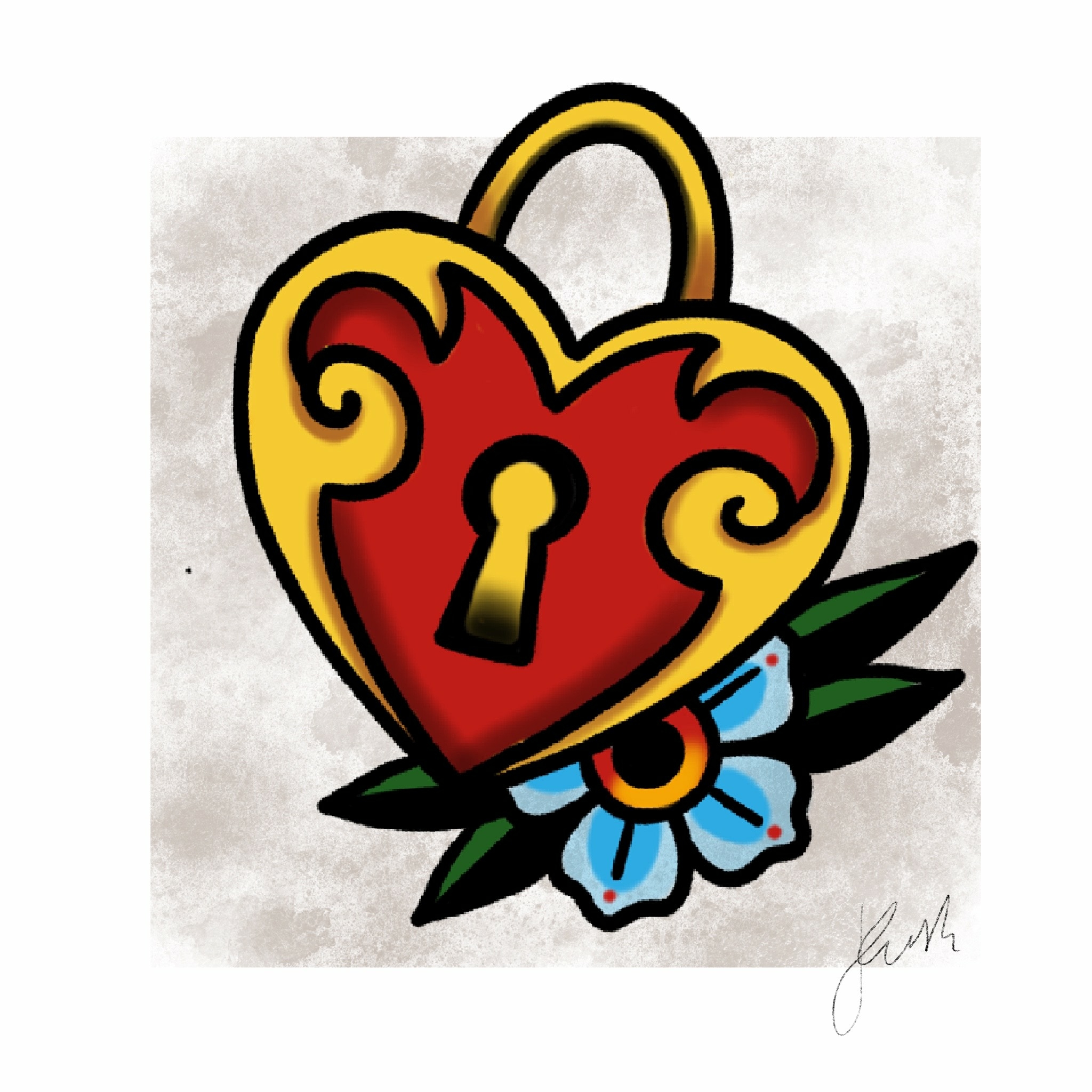 Traditional Heart Locket Tattoo