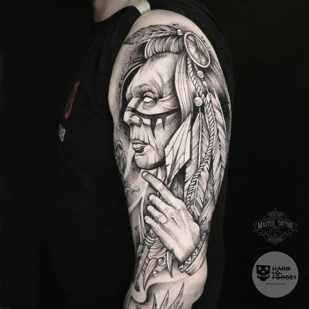 Indian Chief Smoking Tattoo