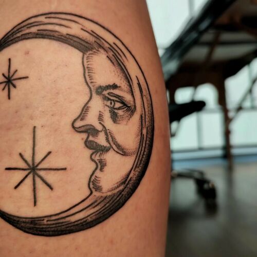Sad moon tattoo - Bronctattooaus.com
